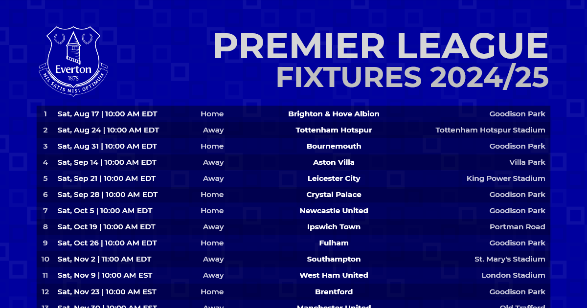 Download Premier League 2024/25 Fixtures for Everton | Soccer-Fixtures